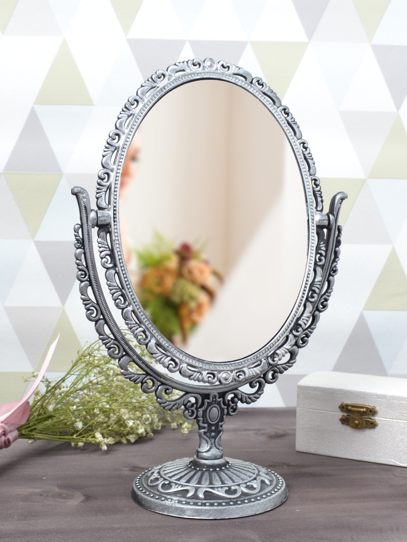 Oglindă Ovală Argintie | Magazinul Mireselor